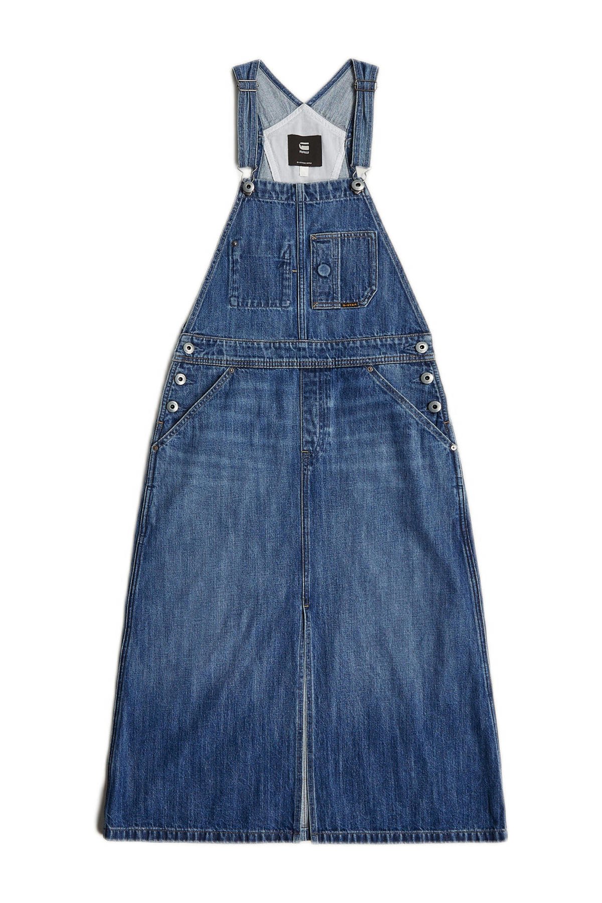 G-Star RAW overgooier Dungaree dress long faded cliffside blue | wehkamp
