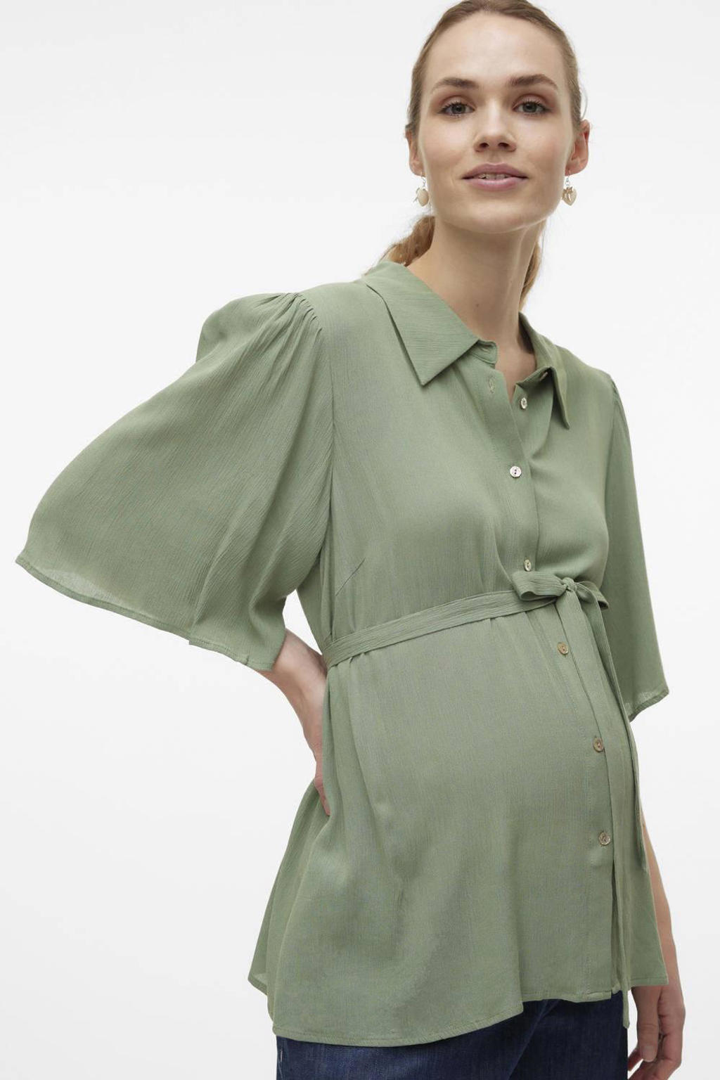 MAMALICIOUS zwangerschaps- en voedingsblouse MLMY groen | wehkamp