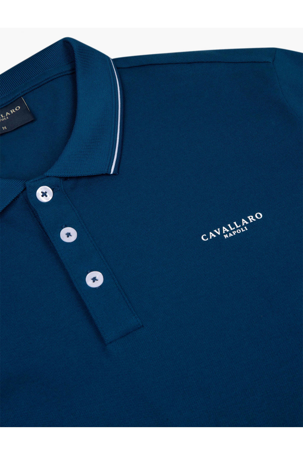 Cavallaro Napoli regular fit polo Andrio met contrastbies blue opal ...