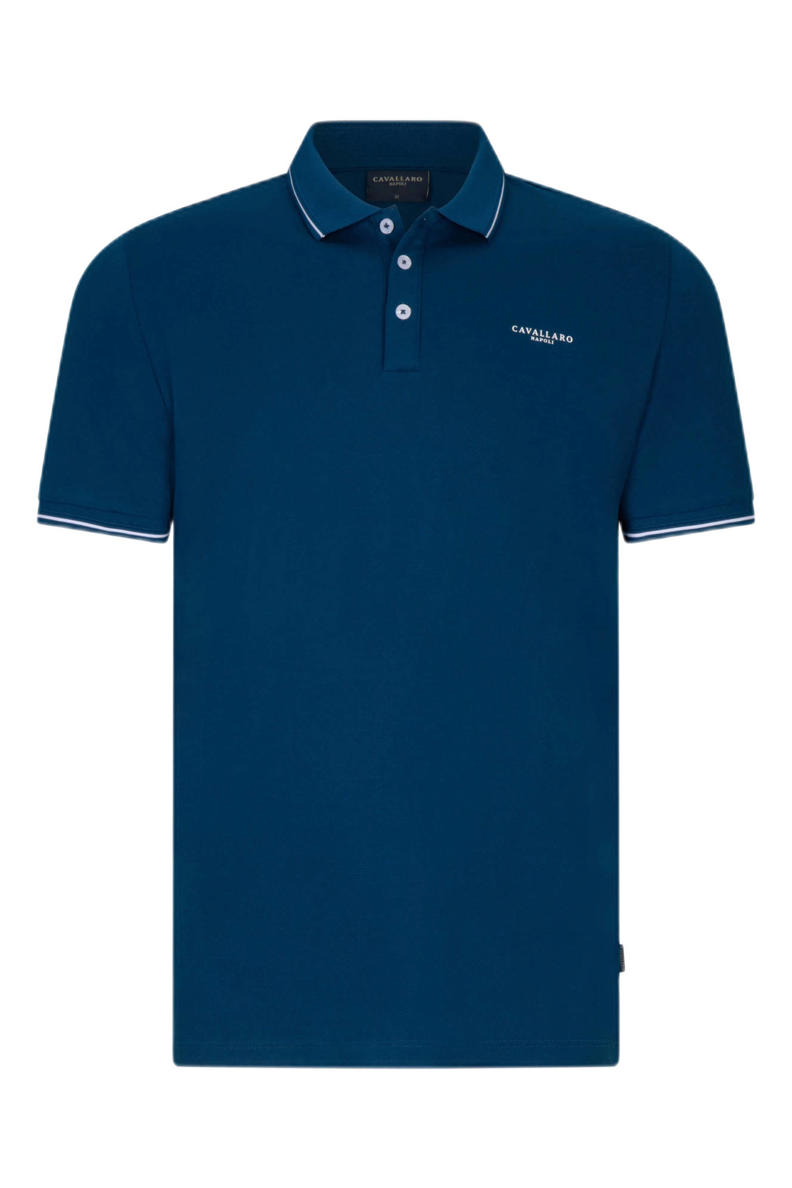 Cavallaro Napoli regular fit polo Andrio met contrastbies blue opal ...