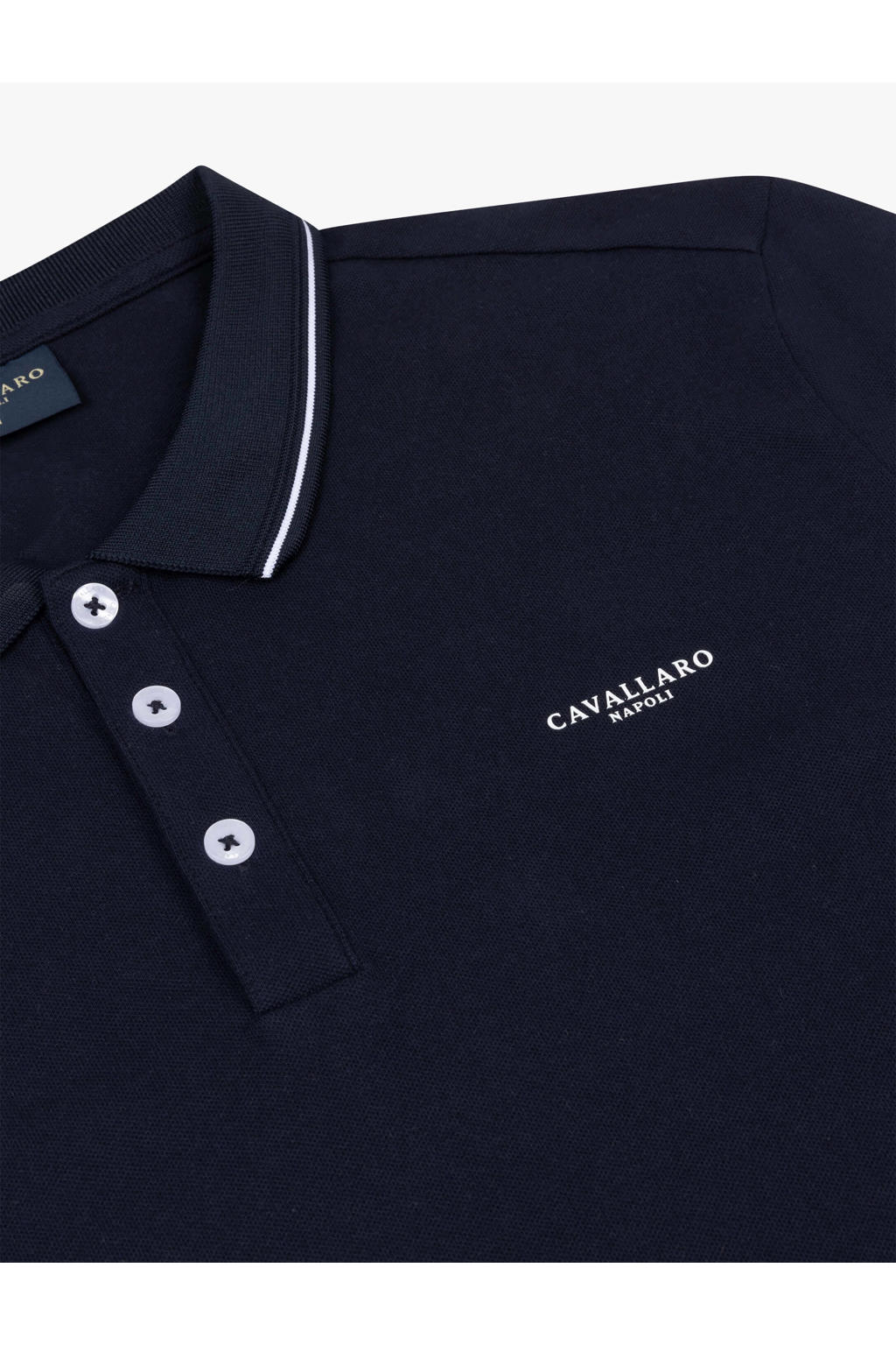 Cavallaro Napoli regular fit polo Andrio met contrastbies dark blue ...