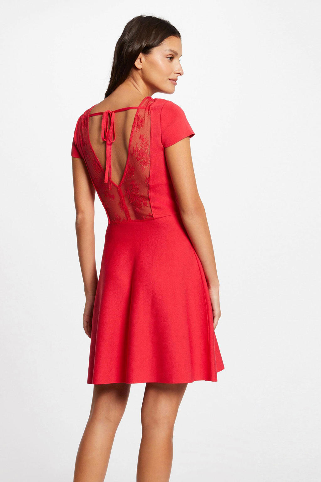 Morgan gebreide A-lijn jurk rood | wehkamp