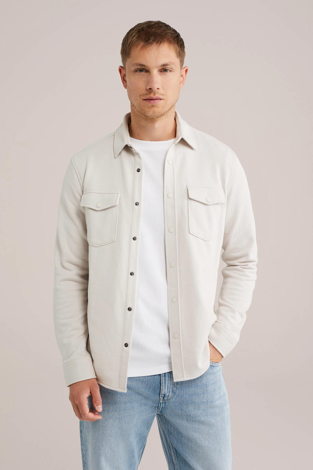 WE Fundamentals regular fit overshirt moonbeam | wehkamp