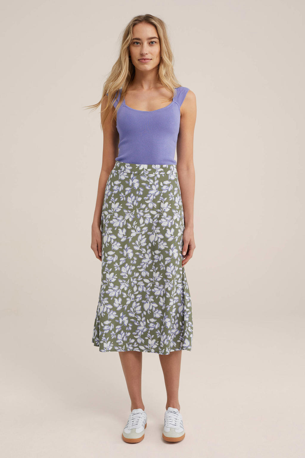 WE Fashion ribgebreide top met open rug paars | wehkamp