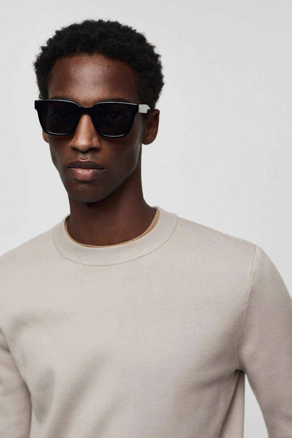 Mango Man fijngebreide trui beige | wehkamp