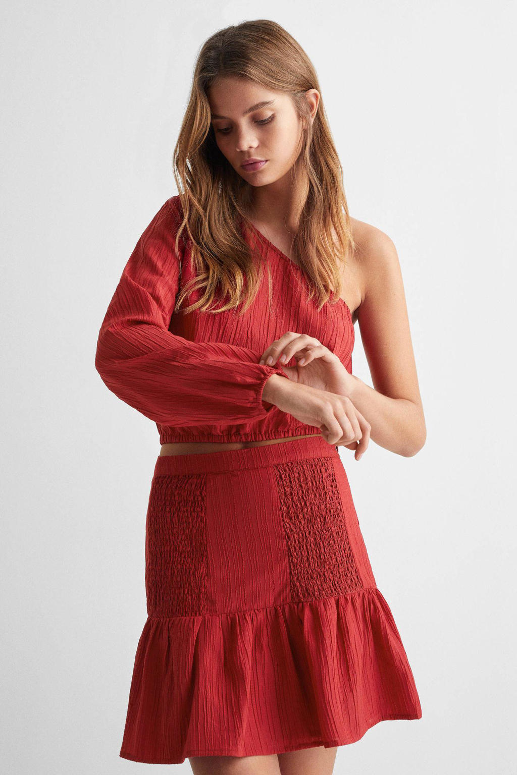 Mango Kids one shoulder top rood | wehkamp