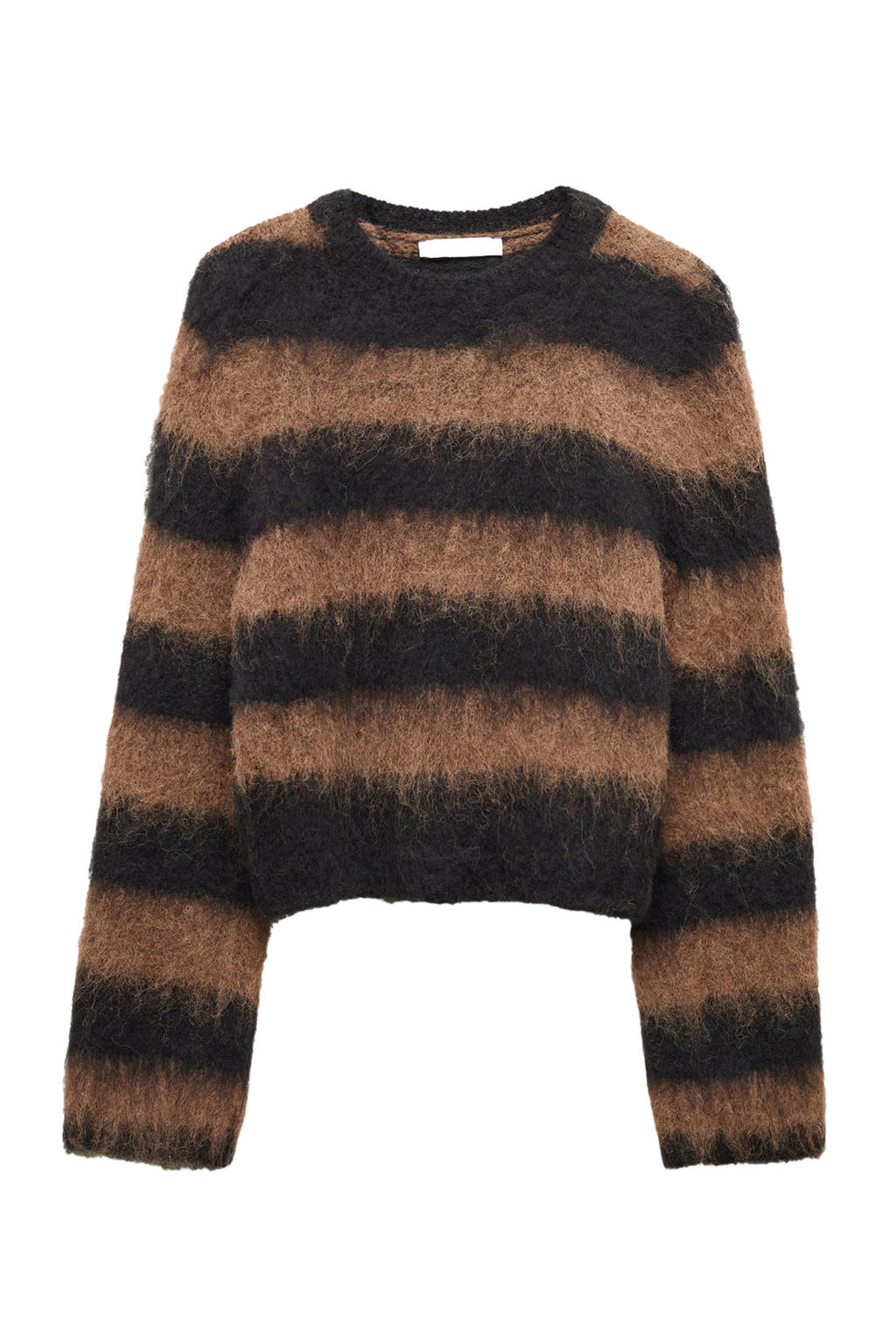 Mango gestreepte gebreide trui zwart/bruin | wehkamp