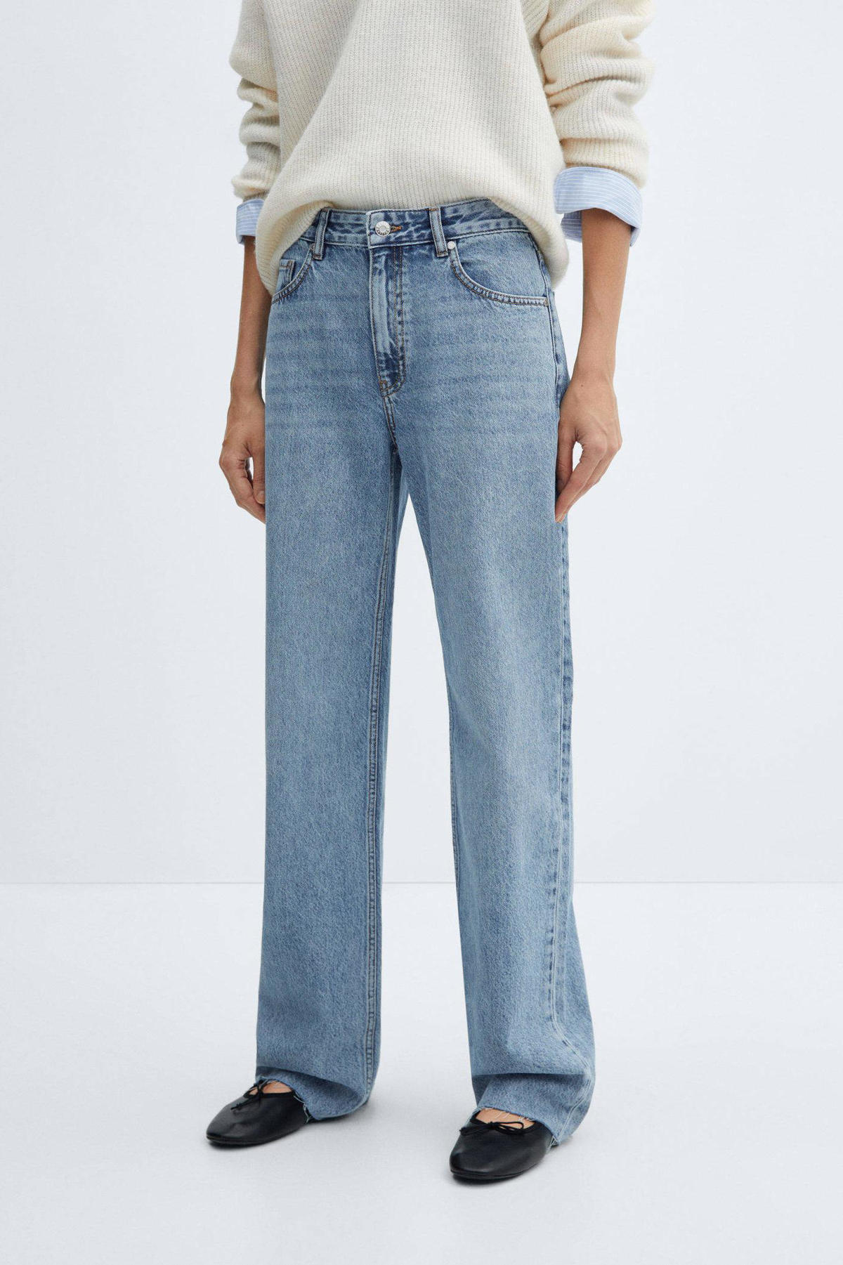 Mango wide leg jeans light blue denim | wehkamp