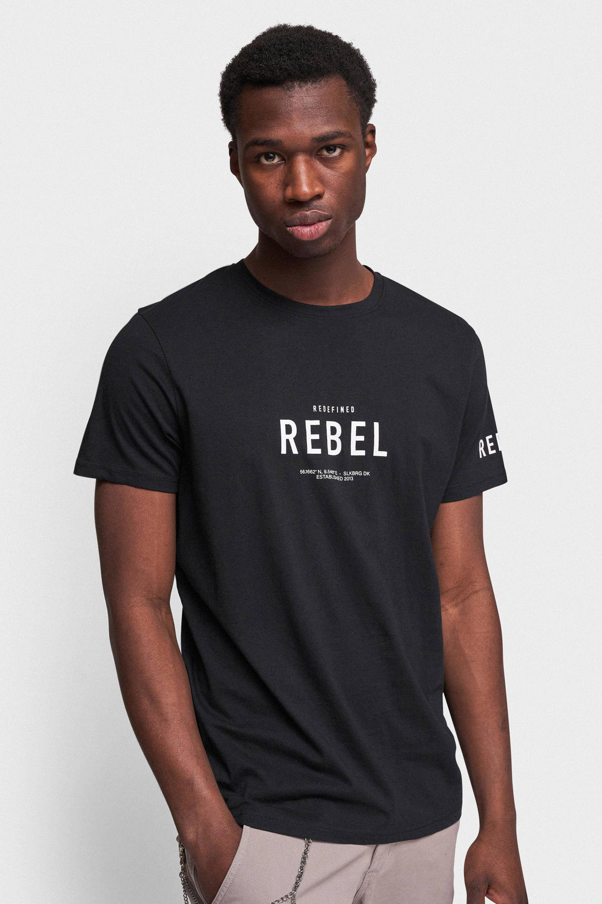 Redefined Rebel T-shirt RRRonan met printopdruk zwart | wehkamp