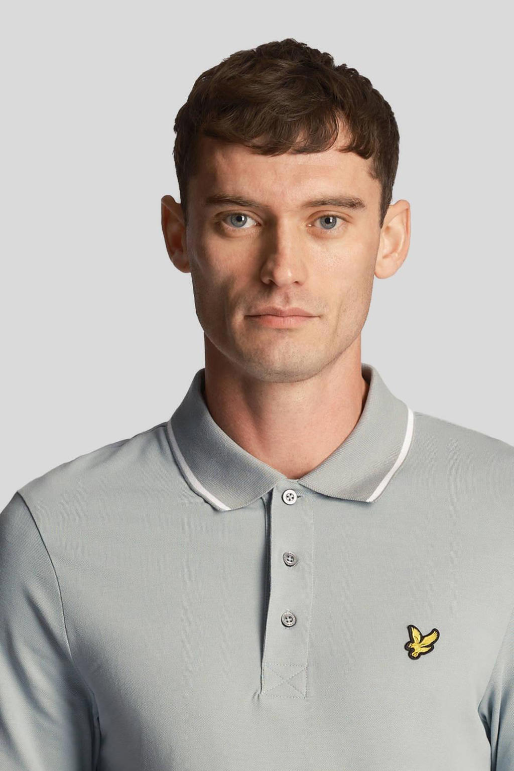 Lyle & Scott regular fit polo Tipped met logo slate blue / white | wehkamp