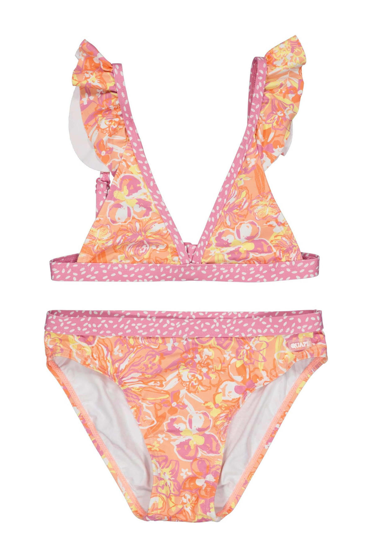 Quapi triangel bikini BIBINE met ruches roze/oranje/geel | wehkamp