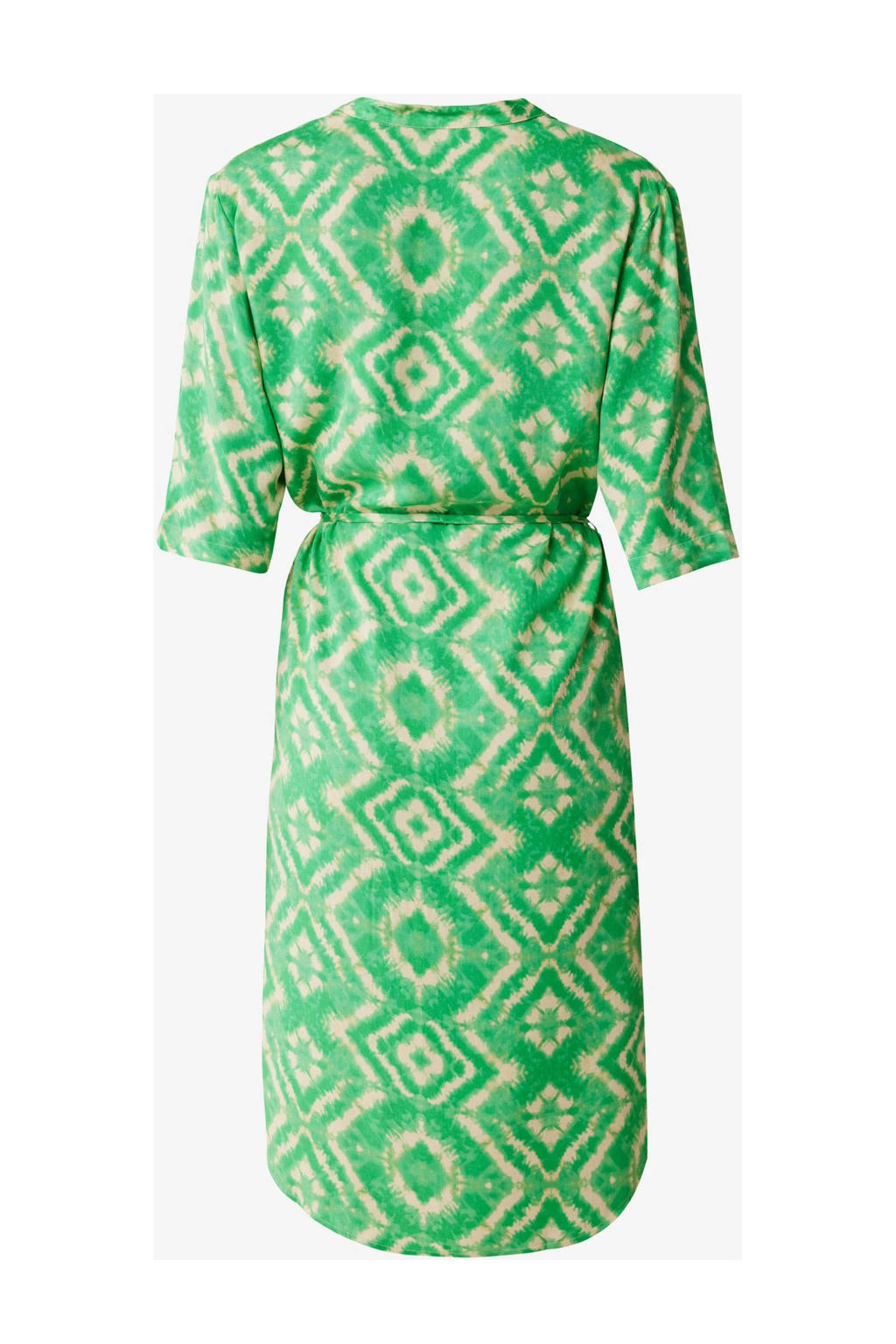 Mexx jurk met all over print en ceintuur groen/wit | wehkamp