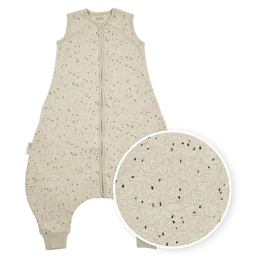 Meyco baby zomer slaapoverall jumper Rib Mini Spot sand melange | wehkamp
