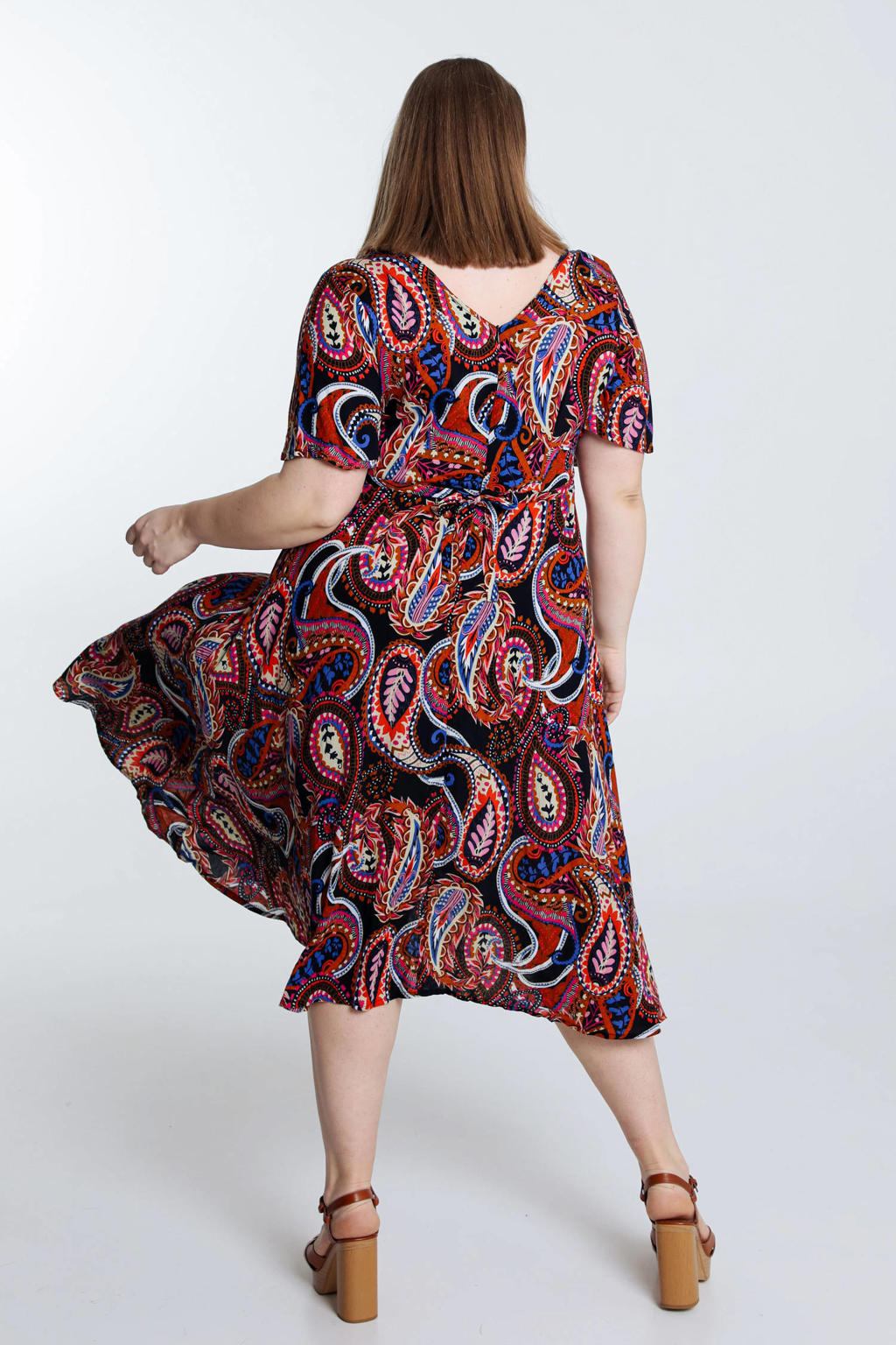 Paprika jurk met all over print multi | wehkamp