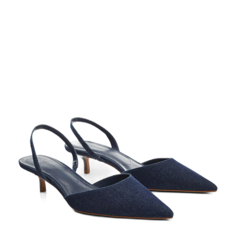 Mango denim slingback pumps donkerblauw | wehkamp