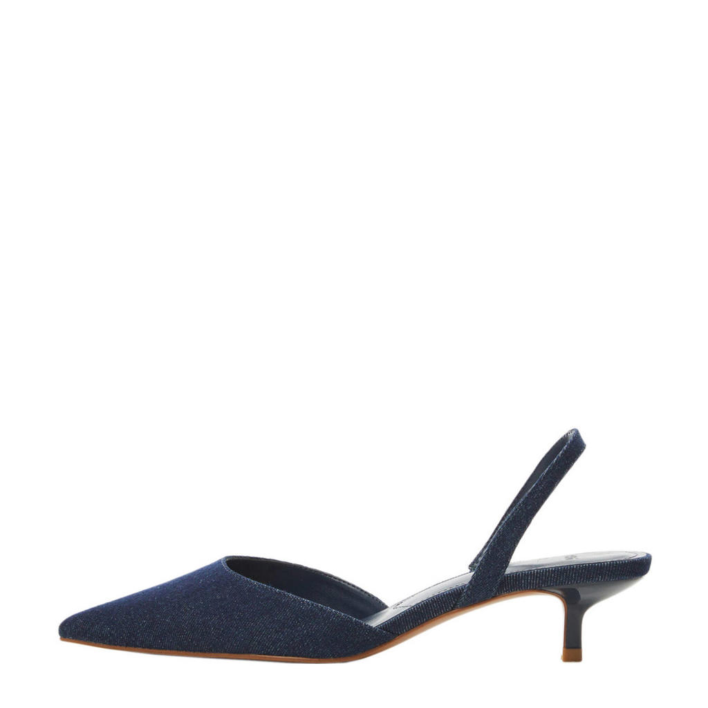 Mango denim slingback pumps donkerblauw | wehkamp