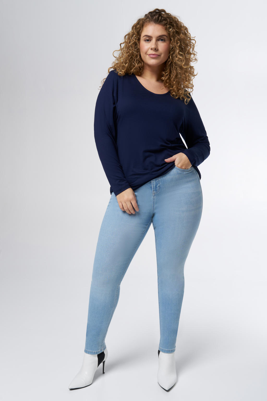 MS Mode longsleeve donkerblauw | wehkamp