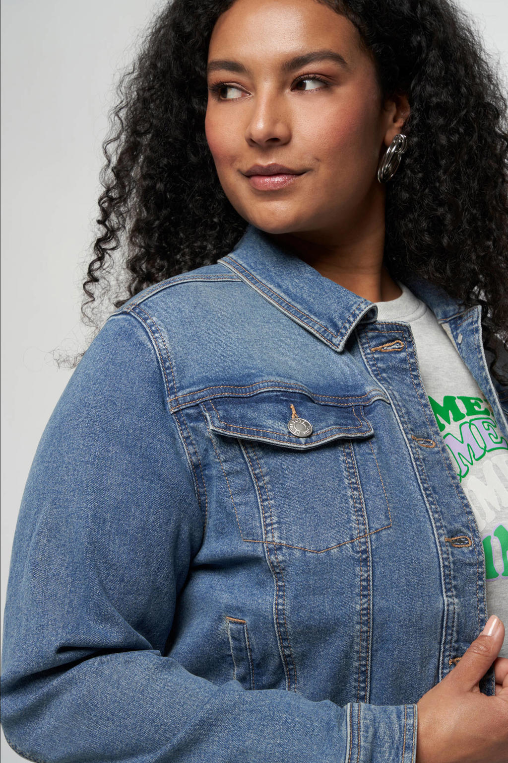 MS Mode spijkerjasje medium blue denim | wehkamp