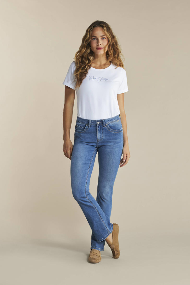 Red Button flared slim fit jeans Babette medium blue denim | wehkamp