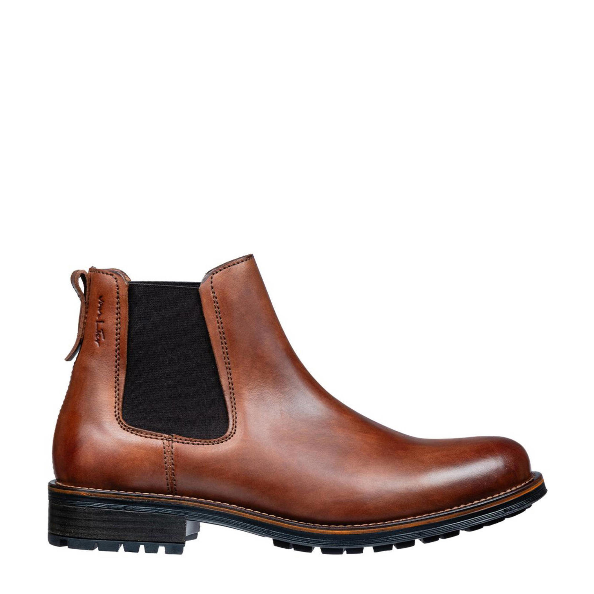 Van Lier Fritz leren chelsea boots cognac | wehkamp