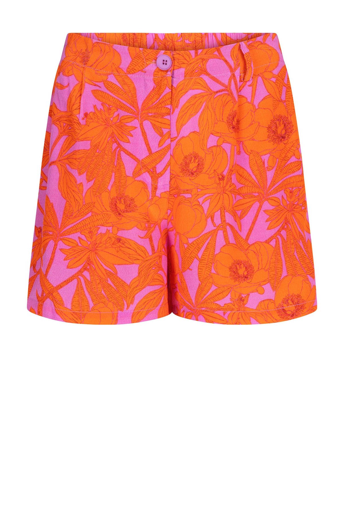 Ydence gebloemde high waist regular fit short Katie lila/ oranje | wehkamp