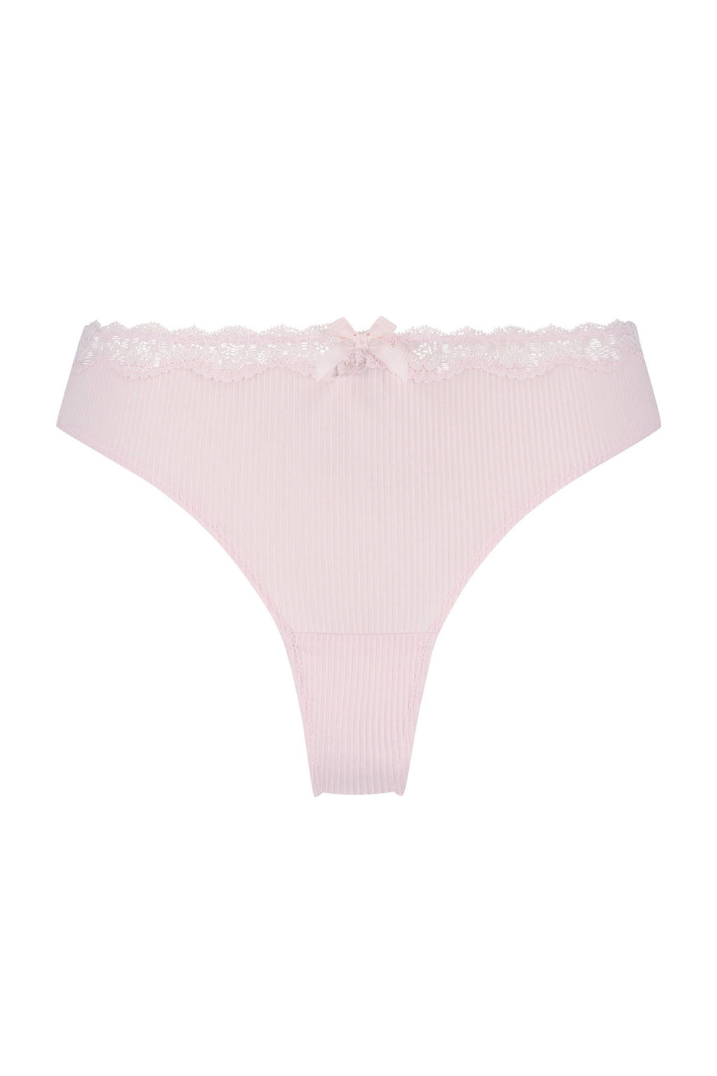 Hunkemöller string Lola met ribstructuur lichtroze | wehkamp