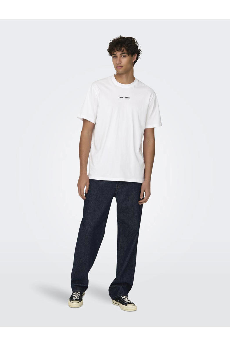 ONLY & SONS regular fit T-shirt ONSLEVI met logo wit | wehkamp