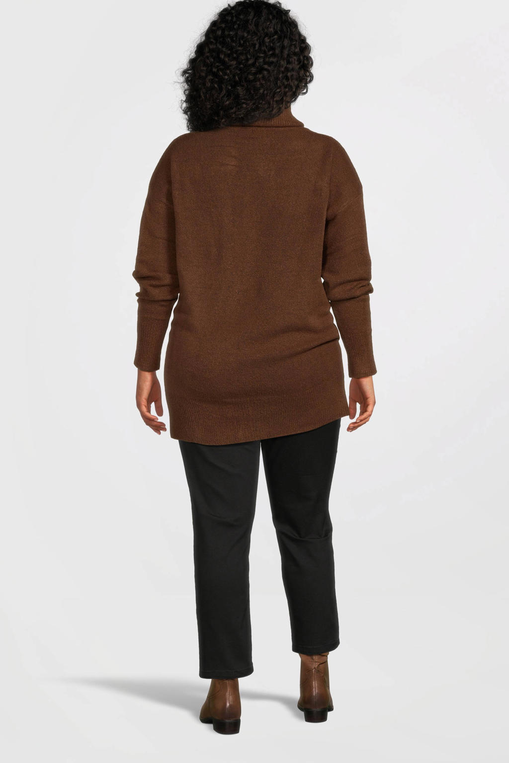 GREAT LOOKS trui met rolkraag donkerbruin | wehkamp