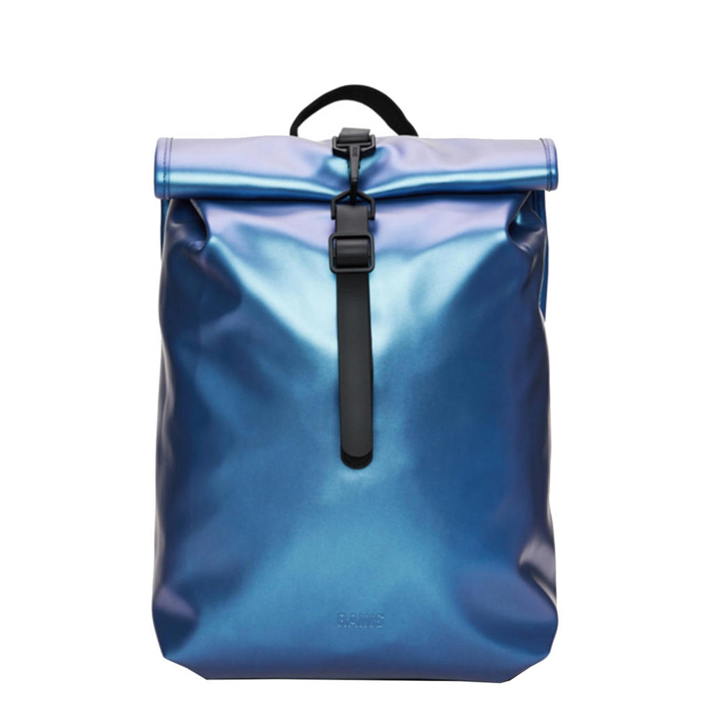 Rains rugzak Rolltop Mini W3 metallic blauw | wehkamp