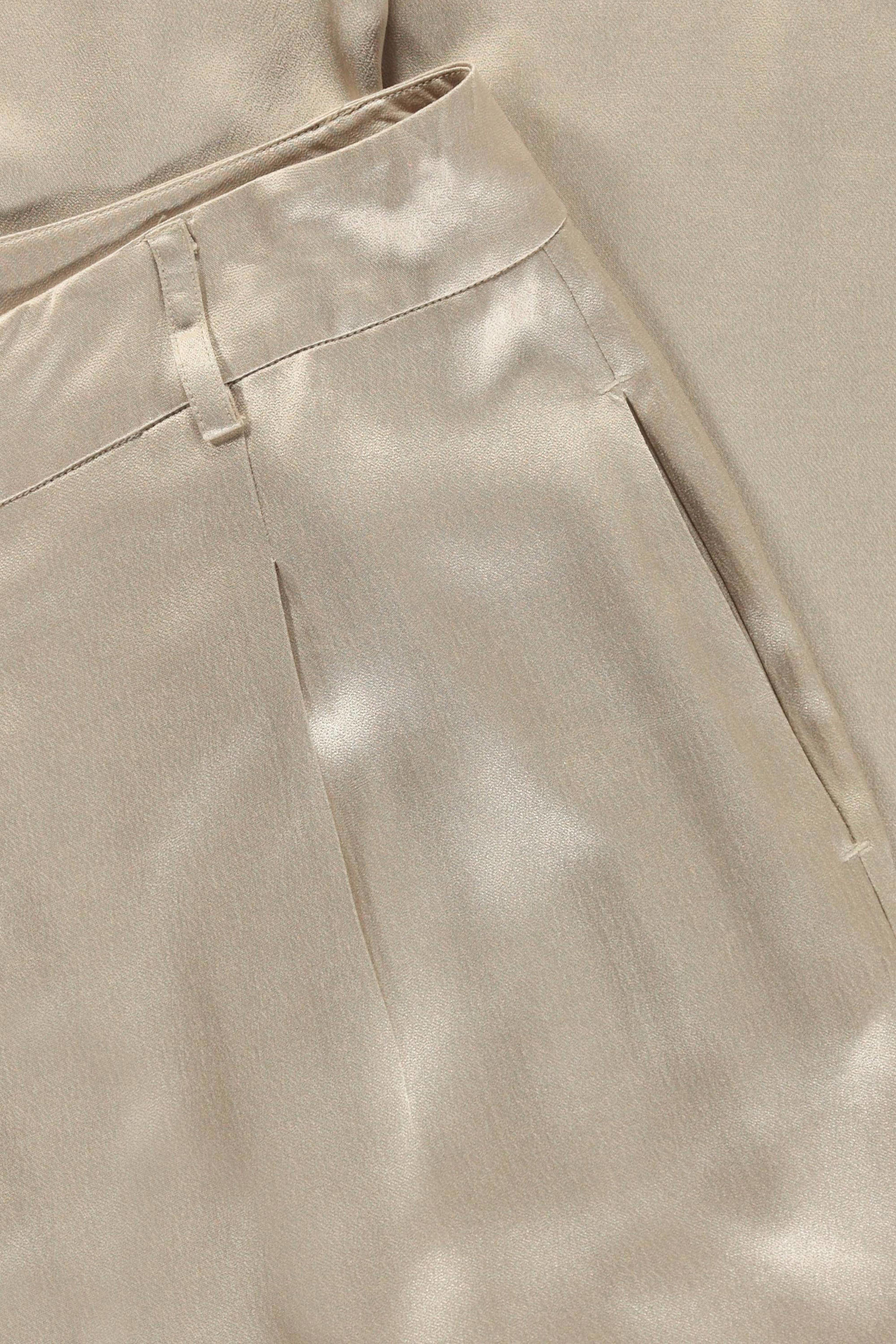 Expresso satijnen wide leg pantalon beige | wehkamp