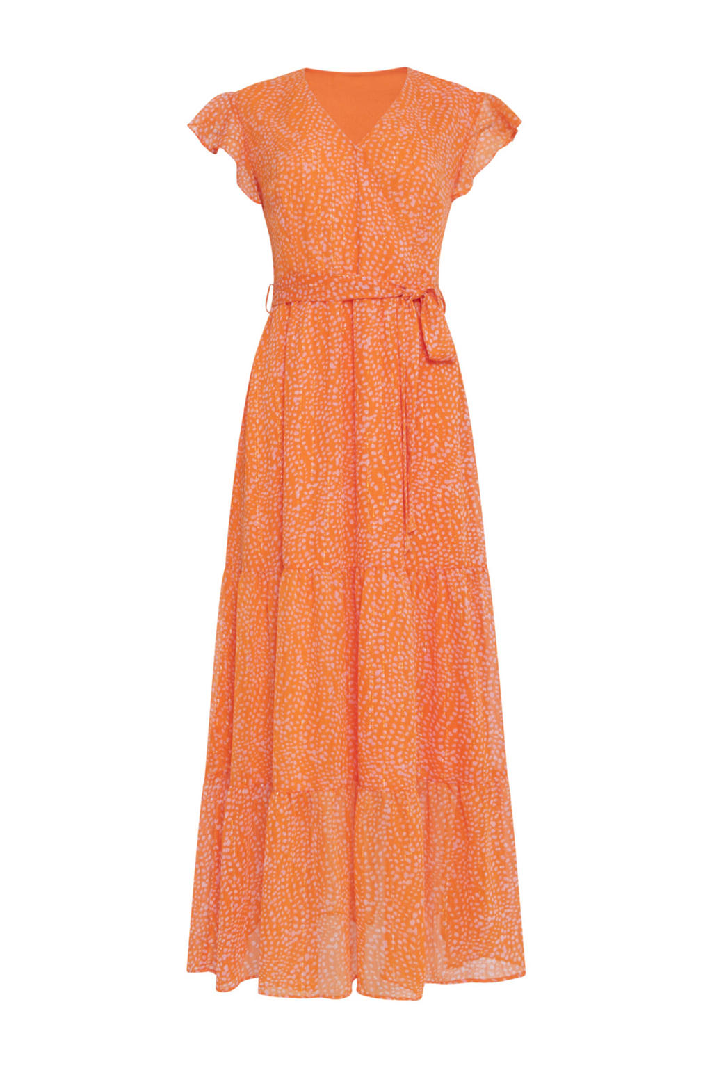 Smashed Lemon maxi overslagjurk met all over print oranje | wehkamp