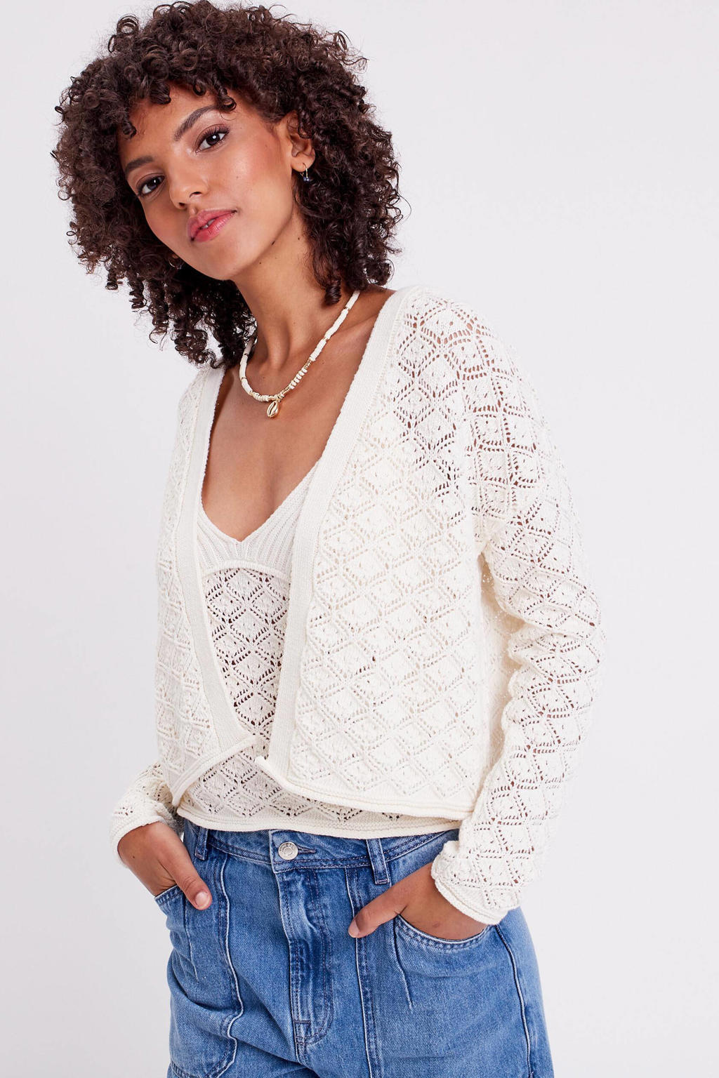 Cache Cache semi-transparant vest ecru | wehkamp