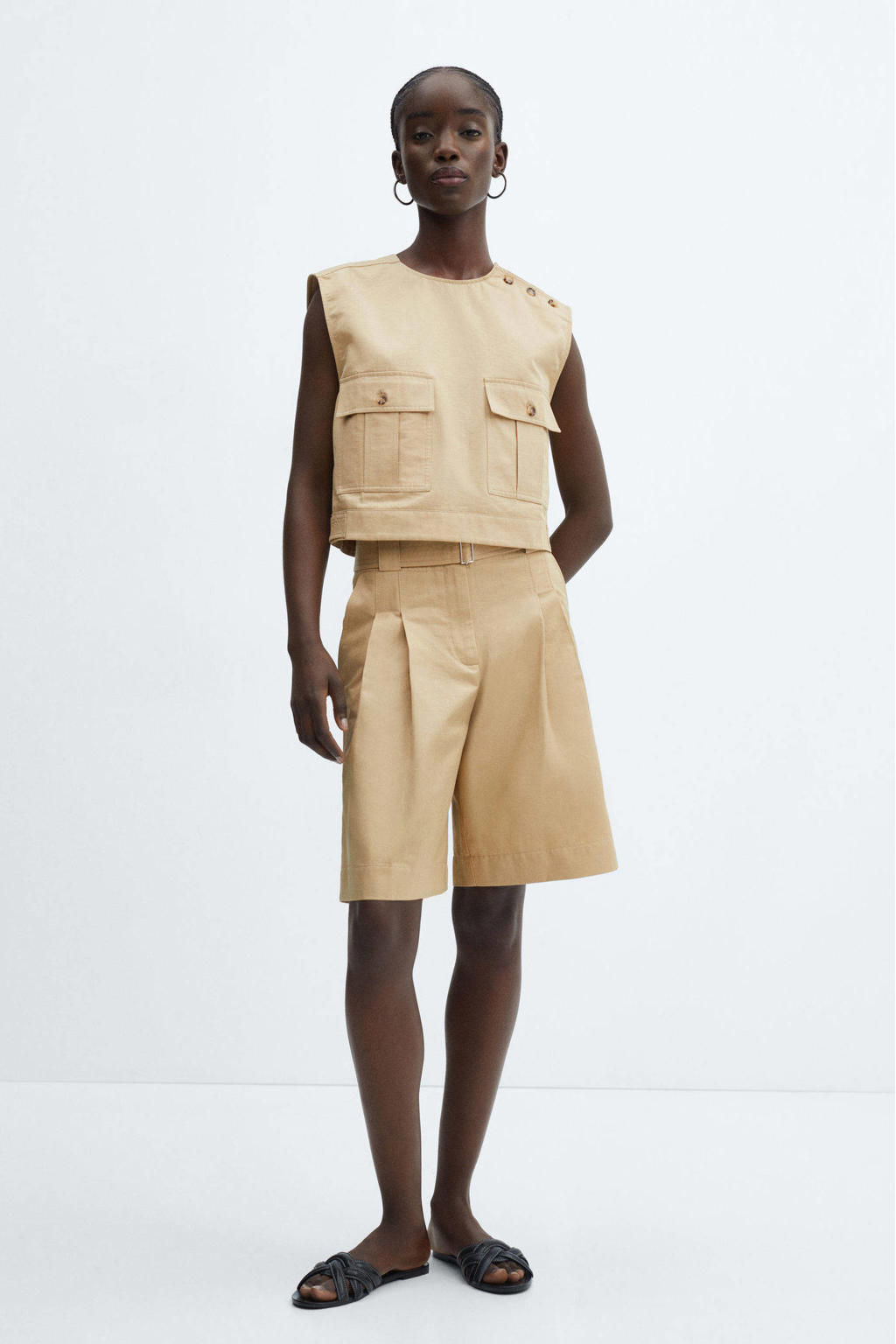 Mango straight fit short lichtbruin | wehkamp