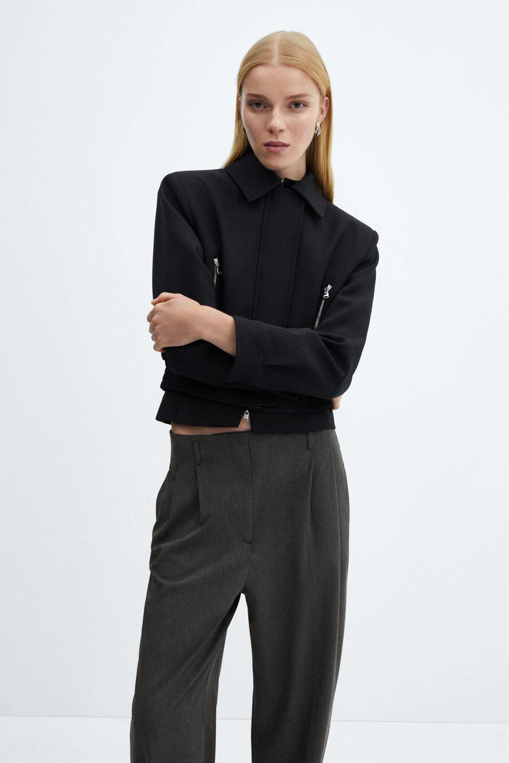 Mango wide leg pantalon antraciet | wehkamp