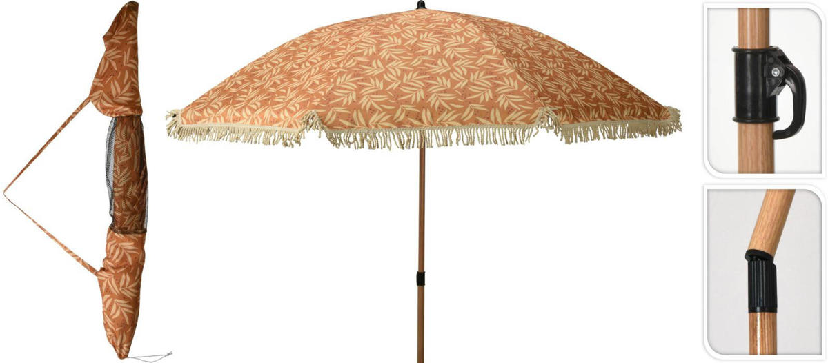 Ambiance Parasol bladeren print okergeel 170cm | wehkamp