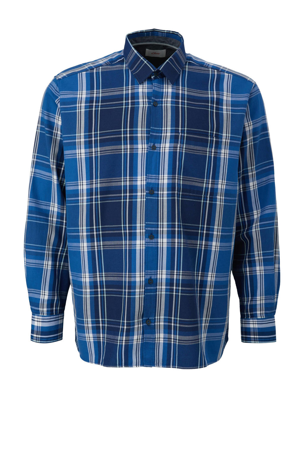 s.Oliver Big Size geruit regular fit overhemd Plus Size lichtblauw ...