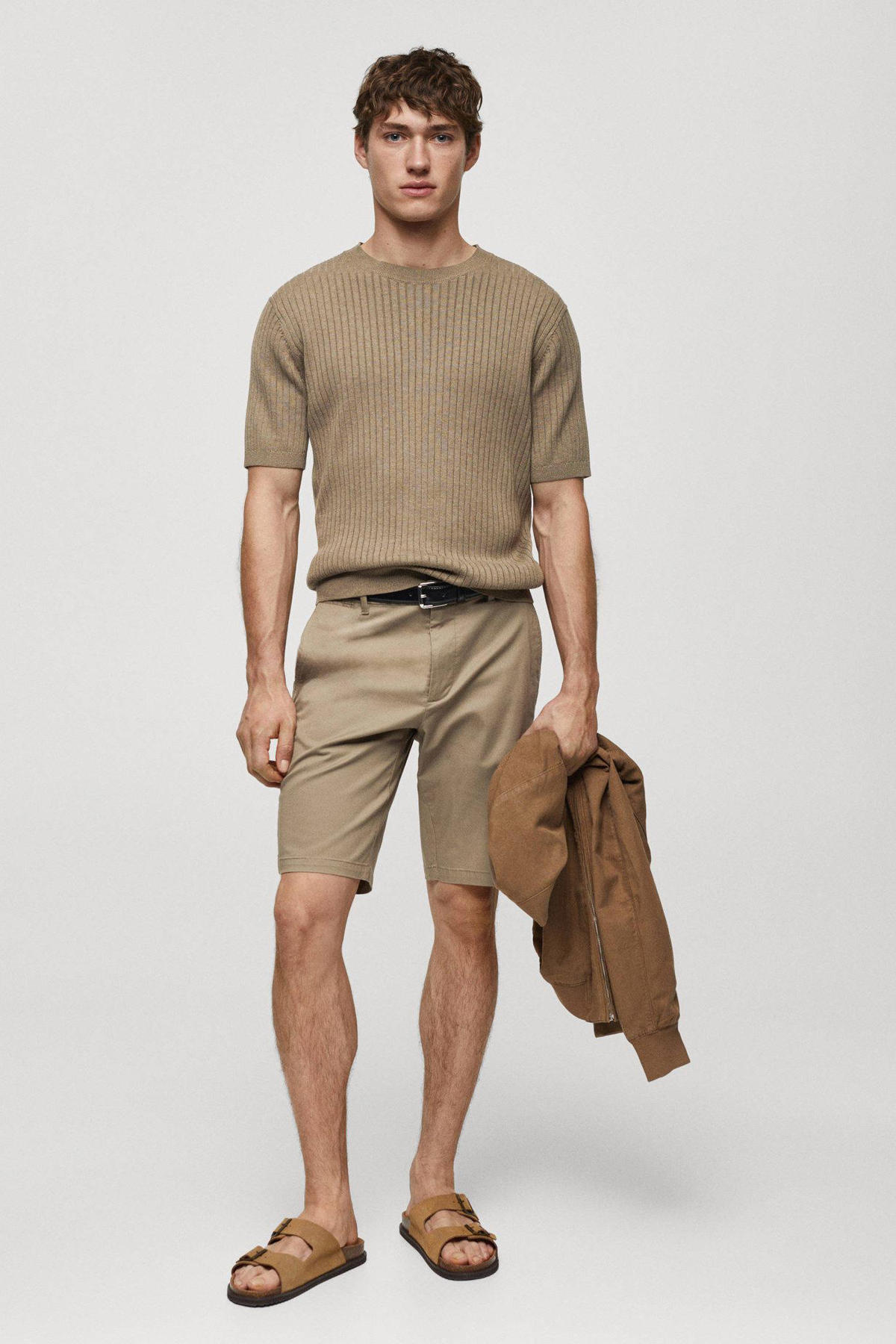 Mango Man regular fit short lichtbruin | wehkamp