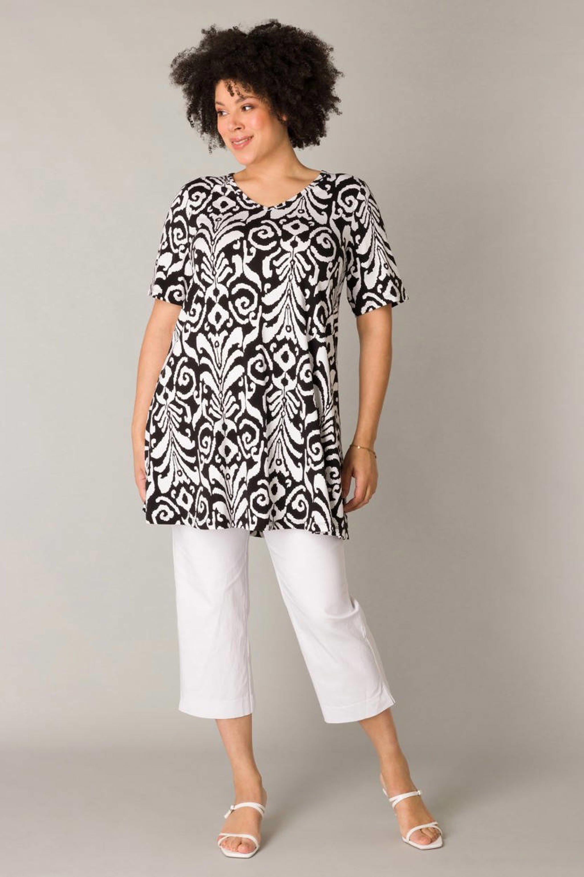 Yest Curve top met all over print zwart/wit | wehkamp