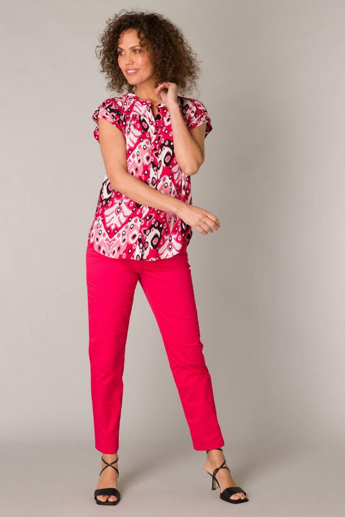 Yest top met all over print rood/lichtroze/wit | wehkamp