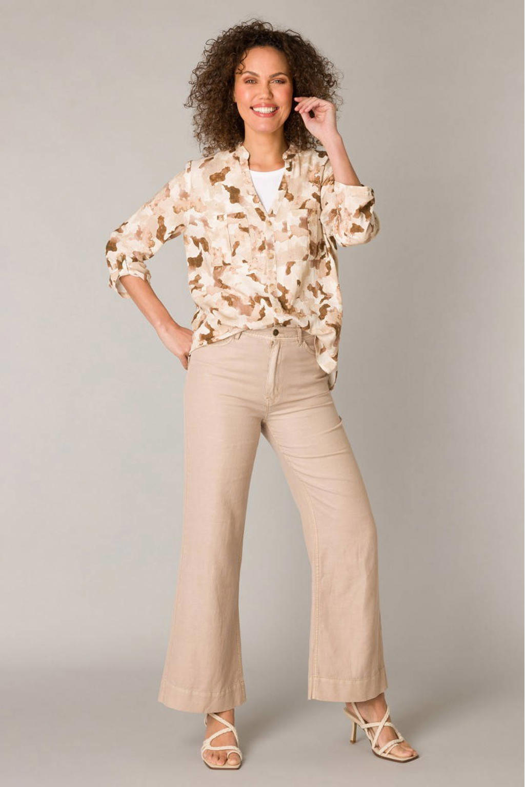 Yest blouse met all over print zand/bruin | wehkamp