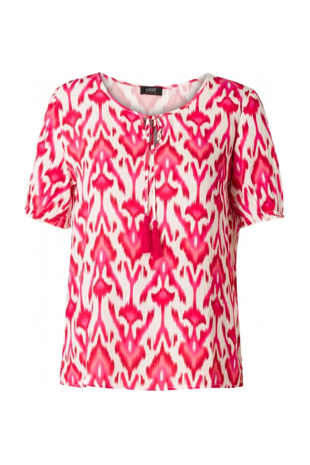 Yest top met all over print rood/ecru | wehkamp