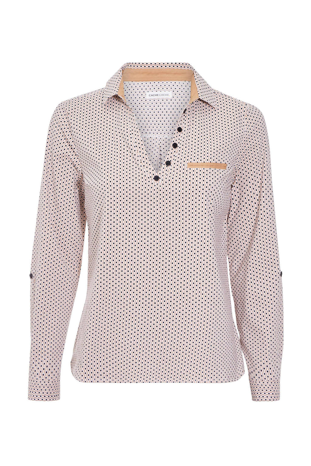 Cache Cache geweven blousetop met grafische print wit/ beige/ zwart ...