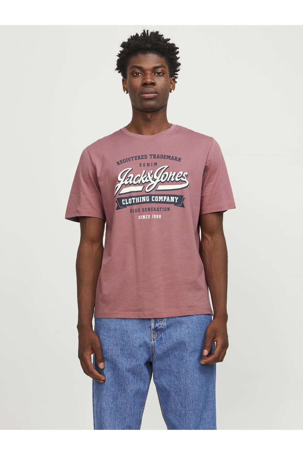 JACK & JONES ESSENTIALS T-shirt JJELOGO met printopdruk mesa rose | wehkamp