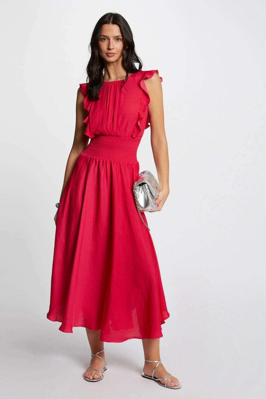 Morgan jurk met open rug fuchsia/rood | wehkamp