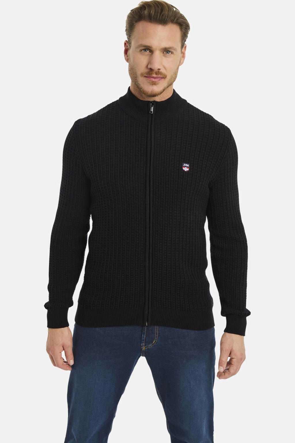 Jan Vanderstorm +FIT Collectie gebreid vest ONERVA Plus Size zwart ...