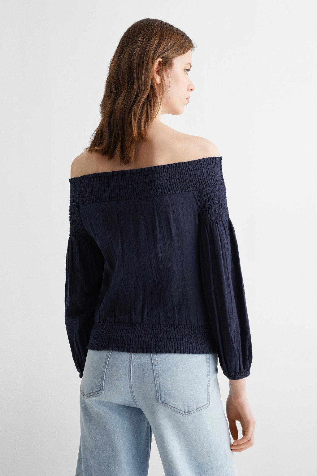 Mango Kids off shoulder top donkerblauw | wehkamp