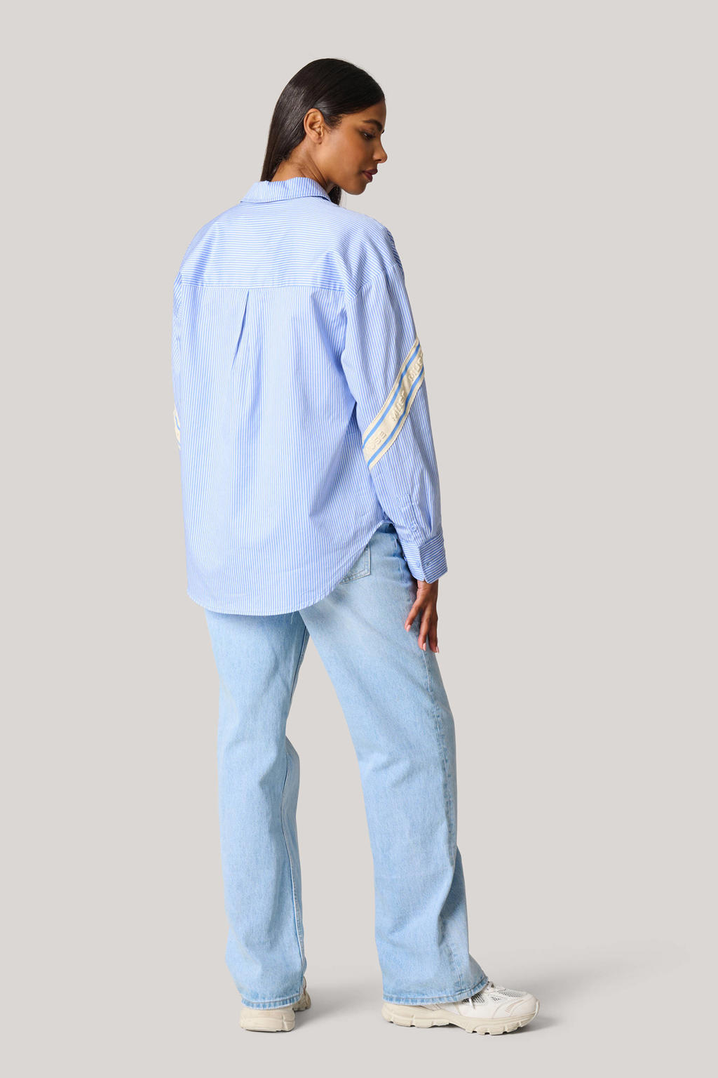 Shoeby blouse met all over print en strass steentjes lichtblauw | wehkamp