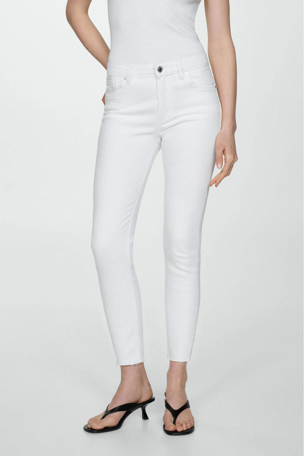 Mango cropped skinny jeans wit | wehkamp
