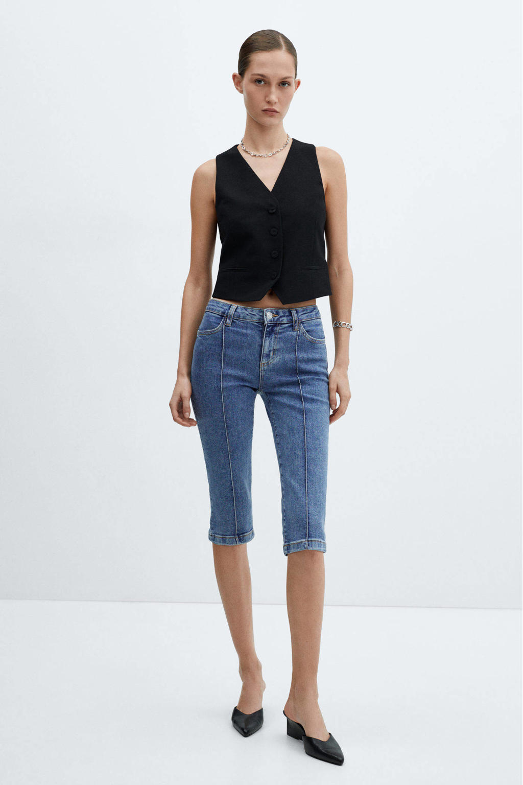 Mango capri jeans medium blue denim | wehkamp