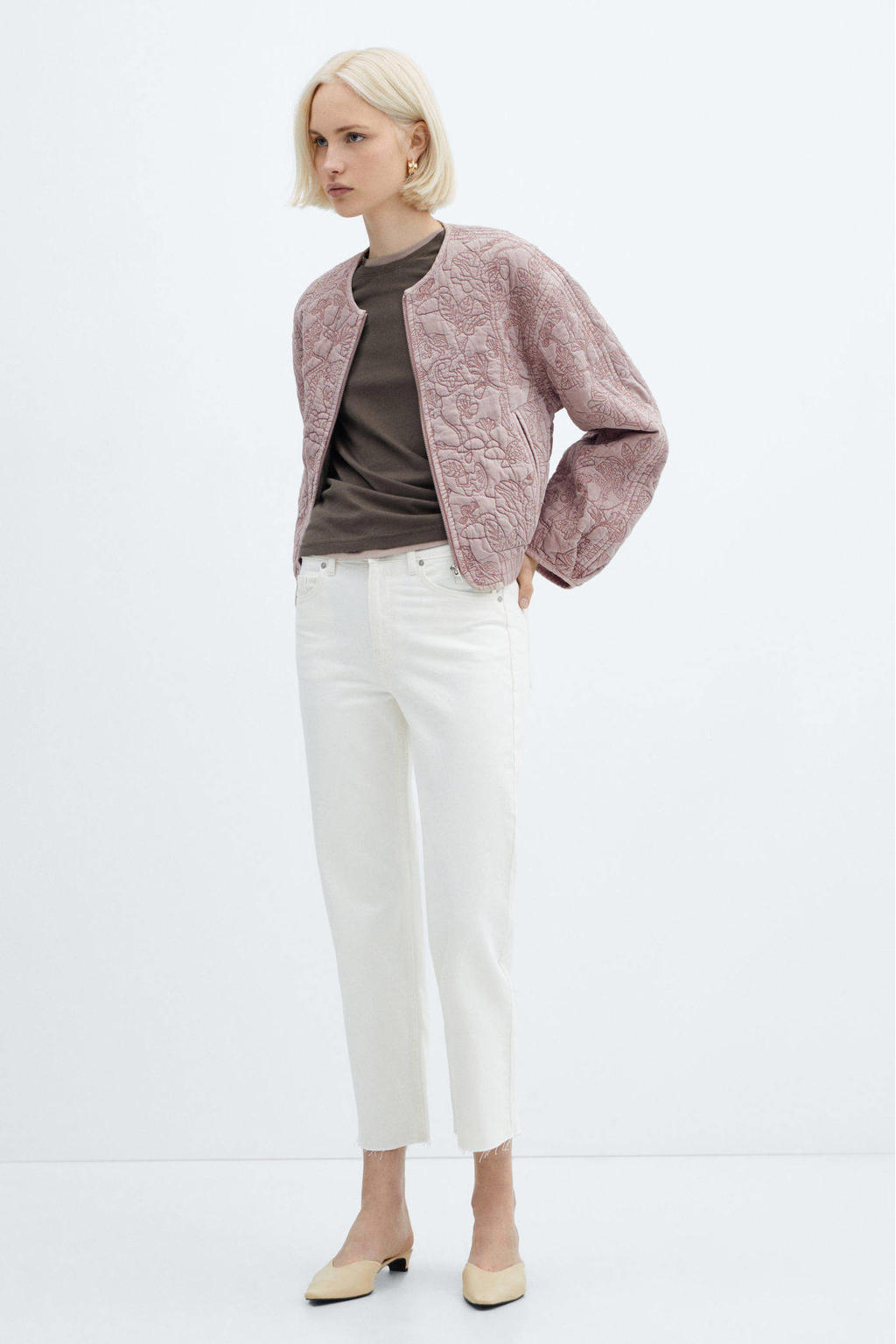 Mango gebloemde jasje oudroze | wehkamp